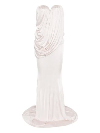 Giuseppe Di Morabito robe drap&eacute;e &agrave; col b&eacute;nitier - Blanc