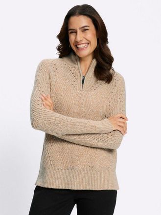 Witt Strickpullover Troyer Langarm Strukturstrick
