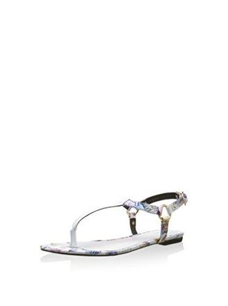 Just Cavalli Femme, Bout Ouvert, SANDAL, Blanc Multicolore, 38 EU