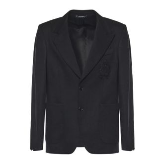 Dolce & Gabbana Homme, Vestes, Noir, Taille: L Blazer en viscose avec &eacute;cusson logo brod&eacute;