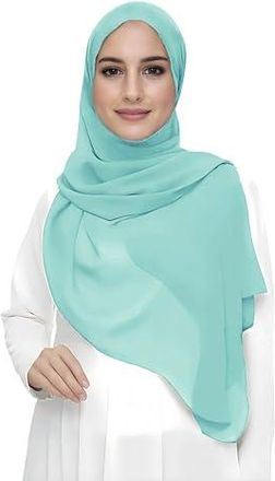 Lina & Lily Écharpe Hijab pour Femme Musulmane en Mousseline Rectangles, Tissu Léger et Fluide (Turquoise)