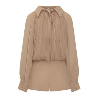 Marni Creponne Playsuit mit Raffungen - - Jumpsuits & Playsuits - Damen - Beige - XS