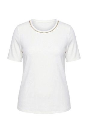 Ulla Popken T-Shirt T-Shirt Lyocell Ziersteine Rundhals Halbarm