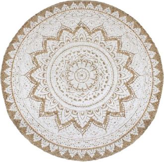 vidaXL Teppich Jute Geflochten Bedruckt 240 cm Rund - Vidaxl