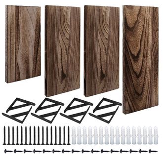 Generic Schwimmende Regale, Wall Storage Floating Regal Set, Rustic Wood With Metal Brackets For Living Room Kitchen Office WC Hallway Corner Pflanzer Topf Gl