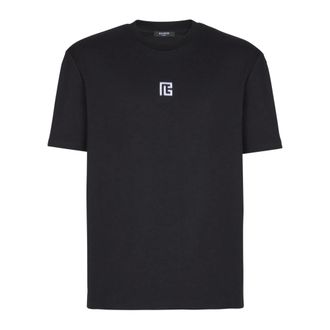 Balmain Homme, Tops, Noir, Taille: XL T-shirt avec logo brod&eacute;