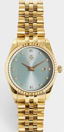 Abbott Lyon montre Belgravia vert sauge 30 mm plaqu&eacute;e or 14 carats-Dor&eacute;