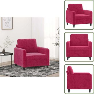 vidaXL Fauteuil Rouge bordeaux 60 cm Velours - Fauteuil Rouge - Canap&eacute; Velours - Meuble Salon - Chaise Relaxante - D&eacute;coration Int&eacute;rieur