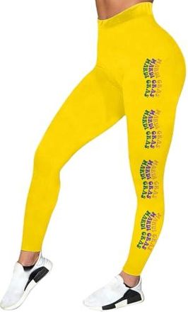 Generic Legging pour femme, pantalon de yoga, leggings dentra&icirc;nement de sport, leggings de course, collants de sudation, jaune, XXL