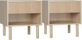 HOMCOM Table de chevet table de nuit design Urban Craft - tiroir coulissant, niche - pi&egrave;tement cylindrique - panneaux particules aspect bois clair