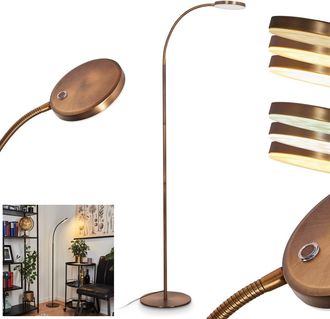 HOFSTEIN LED Stehleuchte Haltia, dimmbare Stehlampe aus Metall/Glas in Bronze/Wei&szlig;, 900 Lumen, 2700-4000 Kelvin (Change), LED 12 Watt (inkl.), verstellbare Leu