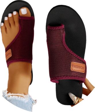 Onsoyours Sandalen Damen Sommer Hallux Valgus Schuhe Frauen Orthop&auml;dische Hausschuhe Mesh Plateau Strand Sandaletten Pantolette B Weinrot 40 EU