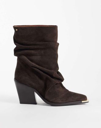 Bronx New Kole - Bottes souples &agrave; talon style western en daim - Grain de caf&eacute;-Marron