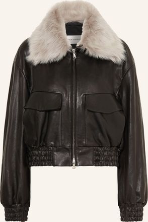 Nour Hammour Nour Hammour Lederjacke Ellery Mit Abnehmbarem Kragen schwarz