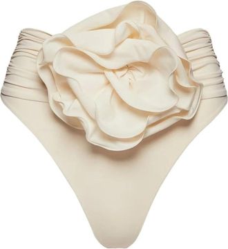 Magda Butrym Femme, Maillots de bain, Beige, Taille: 36 FR Bas de Maillot de Bain Taille Haute avec Appliqu&eacute; Fleur