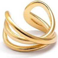 Singularu Boucle doreille unique Ear Cuff Triple Cross. Laiton avec finition plaqué or 18Kt. Bijoux pour femme