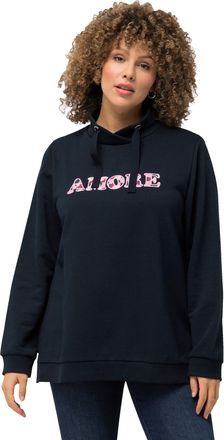 Ulla Popken Damen große Größen Übergrößen Plus Size Sweater, Amore, Classic, Stehkragen, Langarm Marine 50+ 824329130-50+