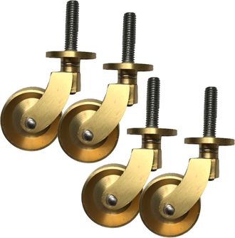 Generic 4 x hochwertige Massive Messingrollen Rollen mit 1,25 Zoll - M&ouml;belrollen aus poliertem Messing,M8-Schraubenschaft,antike Vintage-Lenkrolle,f&uuml;r Retro-M
