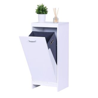 Relaxdays Armoire &agrave; linge Relaxdays, sac &agrave; linge escamotable 48 l, 90 x 40 x 35 cm, r&eacute;sistante &agrave; lhumidit&eacute;, blanche