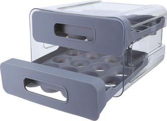 TOPBATHY VICASKY Eierhalter K&uuml;hlschrank 32 F&auml;cher aus Transparentem Kunststoff Stapelbarer Eierorganizer mit Schubladenfunktion und Rutschfestem Boden f&uuml;r Sich