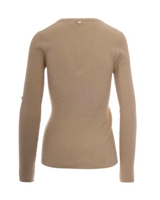 Liu Jo Womens Sweater Ribbed Lam&eacute; Platinum Lux Jumpers