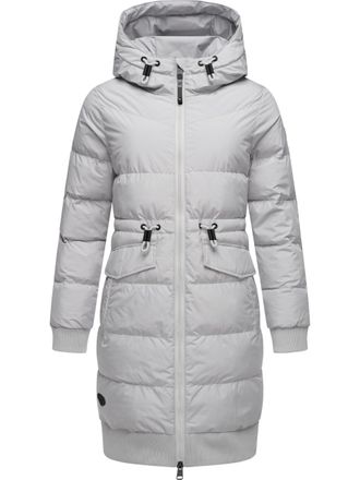 Ragwear Damen wasserdichter Wintermantel Warmer Steppmantel lang mit Taillenzug und Kapuze Briosh YOUMODO Ash Gr. XL