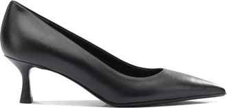 Sergio Levantesi Hohe Schuhe - Pointed Toe Leather Pumps With Flared Kitten Heel - Gr. 36,5 (EU) - in Schwarz - f&uuml;r Damen