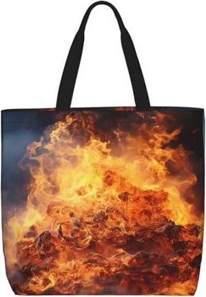 Generic Feu Flamme Fum&eacute;e Sac Fourre-Tout Imperm&eacute;able Tote Bag D&eacute;contract&eacute; Sac &Agrave; Bandouli&egrave;re Pour Gym Shopping Universit&eacute;