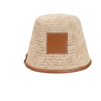 Jacquemus Brauner Leder-Bob-Hut mit Schirm - - Accessories - Damen - Braun - 60 CM