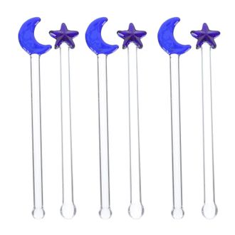 Cabilock Glas Cocktail R&uuml;hrst&auml;bchen 12 Zoll Kreative Handgefertigte Mond Stern Design Bar R&uuml;hrer F&uuml;r Getr&auml;nke Mixen
