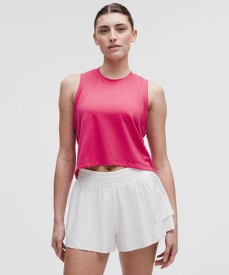 lululemon Swiftly Crop-Tanktop im Oversized Fit f&uuml;r Frauen - Gr&ouml;&szlig;e 10 in Raspberry Coulis