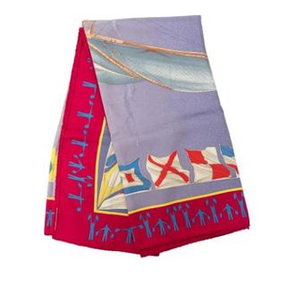 Herm&egrave;s &Eacute;charpe en soie En Course Pre-owned - Femme - Pre-owned - Violet - Taille: ONE Size