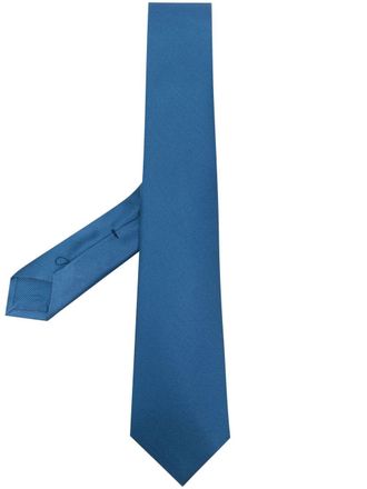 Kiton cravate en soie &agrave; design tiss&eacute; - Bleu