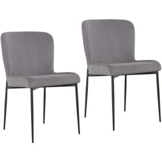 SVITA Freddie Esszimmerstuhl 2er Set Cordbezug Metallbeine Grau - Svita