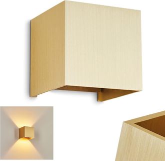 HOFSTEIN Wandleuchte Badajoz, moderne Wandlampe aus Metall in Goldfarben, eckige Leuchte mit Lichteffekt durch verstellbaren Schirm, 1-flammig, 1 x G9, ohne Le