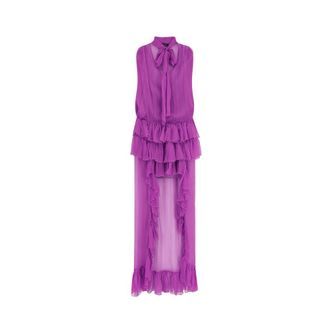 Actualee Femme, Robes, Violet, Taille: 40 FR Robe asym&eacute;trique &agrave; volants