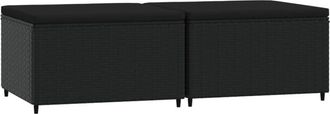 vidaXL Vidaxl - Gartenhocker mit Kissen 2 Stk. Schwarz Poly Rattan