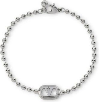 Valentino Garavani Homme, Accessoires, Gris, Taille: L Ovalette Metal Bracelet