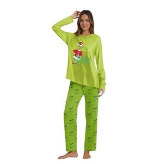 Generic Le Grinch Pyjama Noel Famille De Grinch Pull Costume Ensemble Femme Chaud Et Doux Hiver Adulte Couple Ensembles Assorti Homme Vetement The Garcon Noël