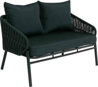 Hhg Aluminium-Gartenbank HHG-220, Gartensofa Outdoor Sitzbank, Seilgeflecht Rope Stoff/Textil (180g/m&sup2;) gr&uuml;n