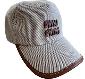 Miu Miu Beige Logo Cotton Cap Size L