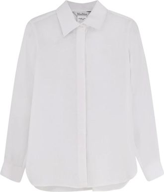 Max Mara Femme, Blouses et Chemises, Blanc, Taille: 42 FR Chemise en lin Monogram