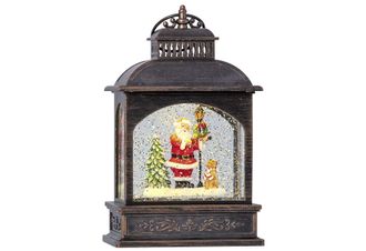 Best Season Vinter LED Santa in Laterne, Kunststoff, Bronze, ca.14 x 21 cm