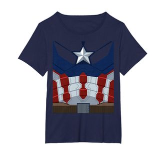MARVEL Captain America Kost&uuml;m-Shirt, Erwachsene, Unisex, Kurzarm, T-Shirt, Blau, S