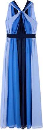 Oltre Femme, Robes, Bleu, Taille: 42 FR Long Color Block Dress