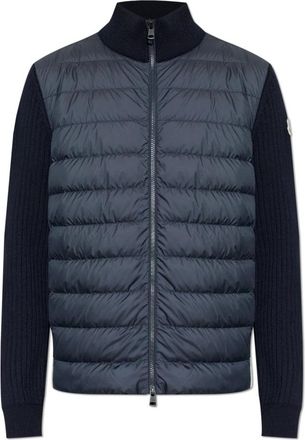Moncler Homme, Vestes, Bleu, Taille: 2XL Cardigan &agrave; Col Roul&eacute; avec Devant en Duvet
