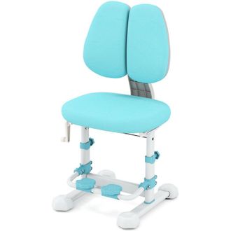Costway Chaise dÉtude pour Enfants 3 Ans+, Ergonomique avec Dossier Réglable, Repose-Pieds, Hauteur et Profondeur de Siège Ajustables, Sans Accoudoirs, Bleu