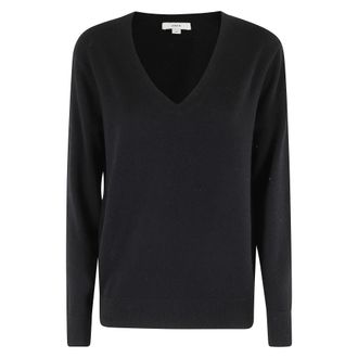 Vince Weekend V-Neck - - Knitwear - Damen - Schwarzk - M