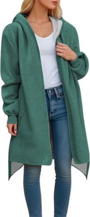 Generic Vestes pour femmes, grande taille, manteau dhiver, automne, mode, v&ecirc;tements dext&eacute;rieur d&eacute;contract&eacute;s, couleur unie, veste &agrave; capuche pour femmes, vert f