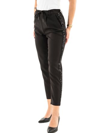 Only Hose Poptrash-Fransa, Schwarz mit Pailletten, Schwarz, 40W x 32L